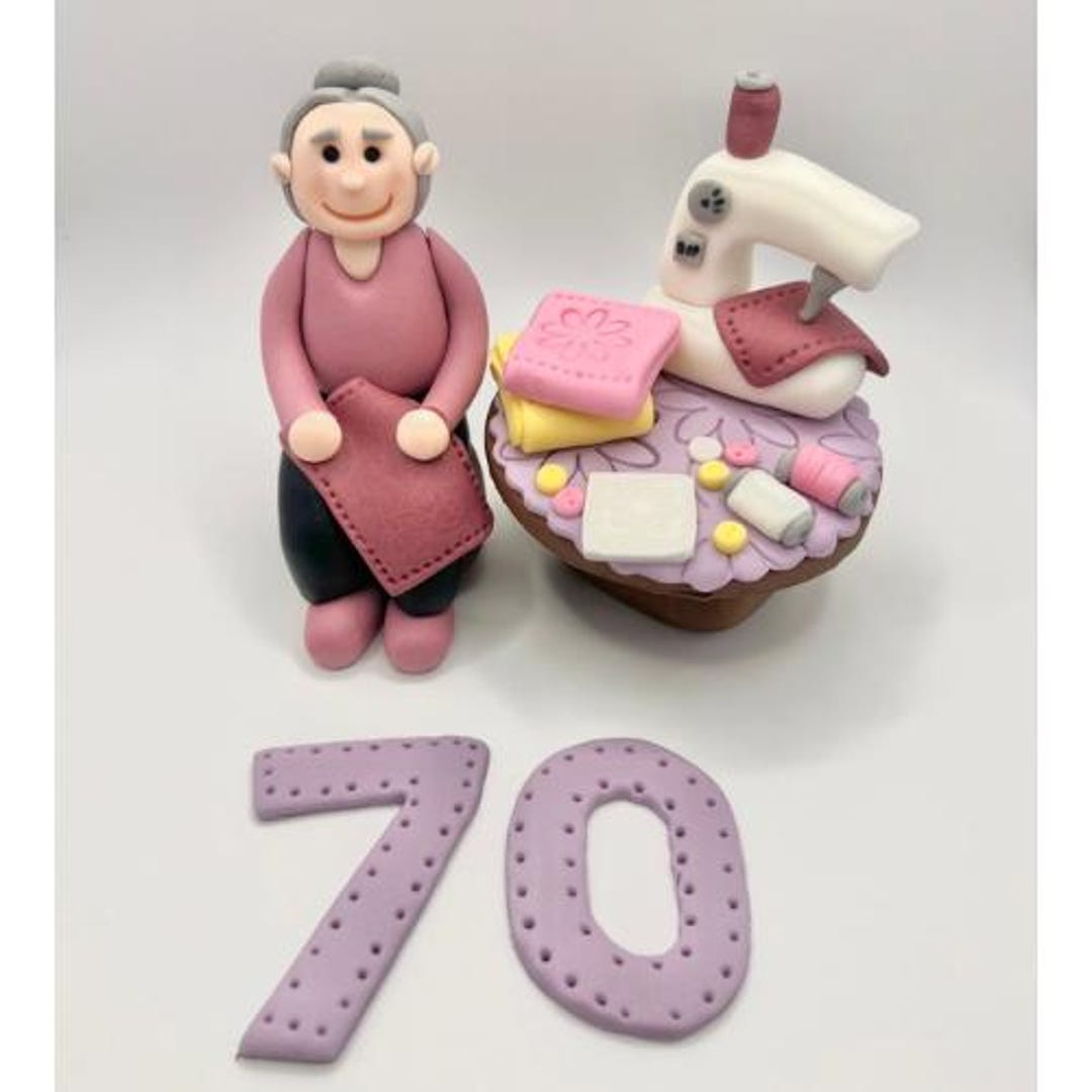 Personalised Sewing Figure Cake Topper, Sewing Cake Topper, Knitting ...