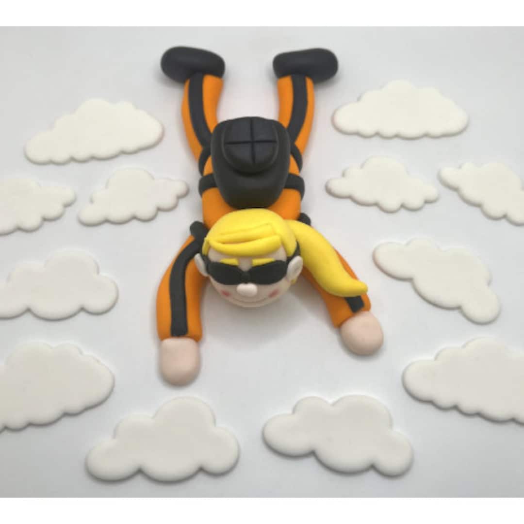 Sky Diver Cake Topper, Sky Diving Cake Topper, Handmade Edible Cake ...