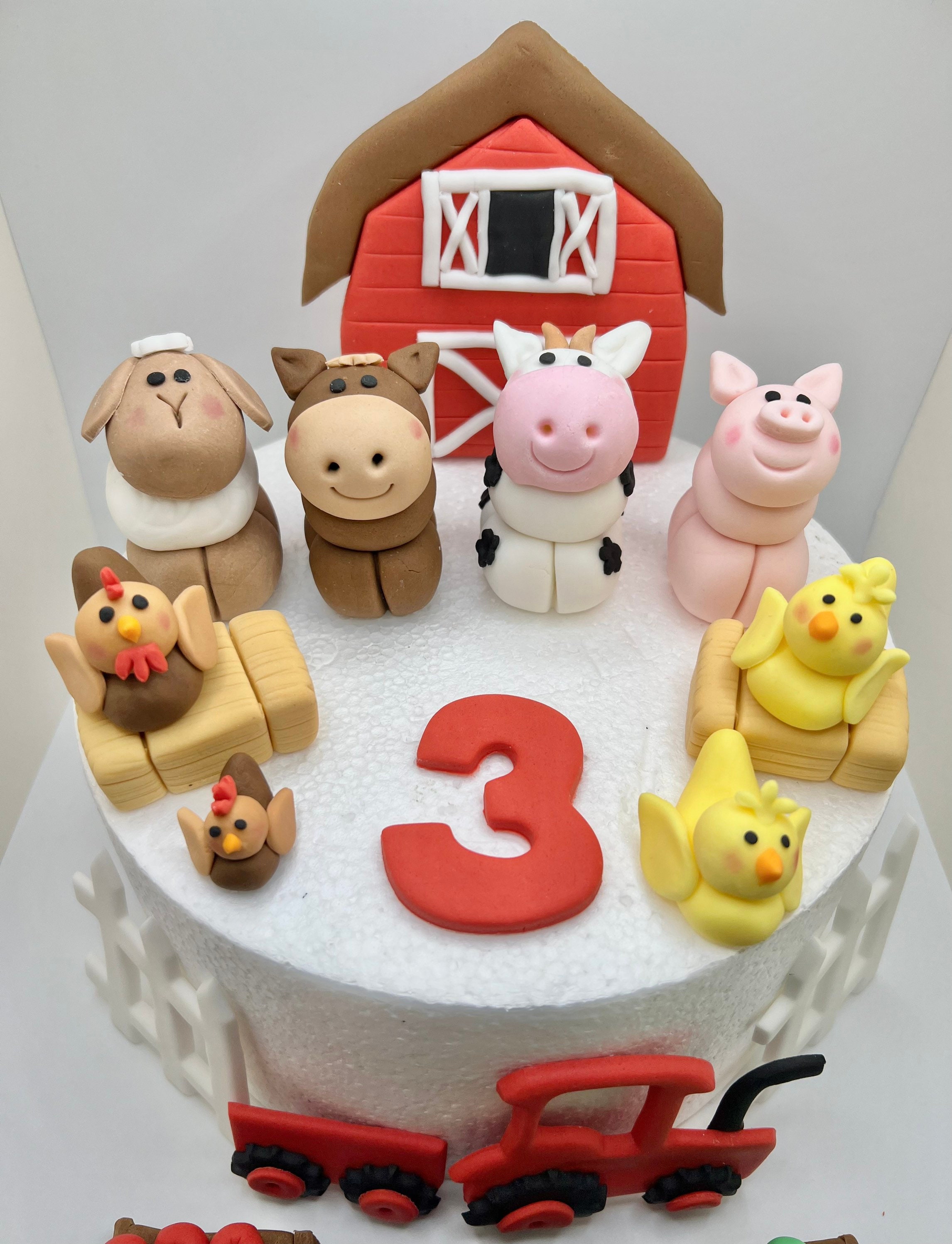 Farm Cake Topper Tractor Cake Topper Farm Animal Cake - Etsy