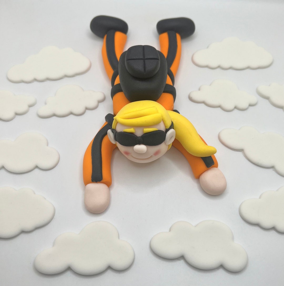 Sky Diver Cake Topper, Sky Diving Cake Topper, Handmade Edible Cake ...