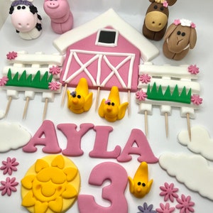 Girly Farm Cake Topper Handmade Edible Cake Topper - Etsy