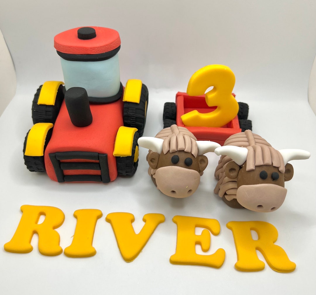 Farm Cake Topper, Tractor Cake Topper, Highland Cow Cake Topper ...