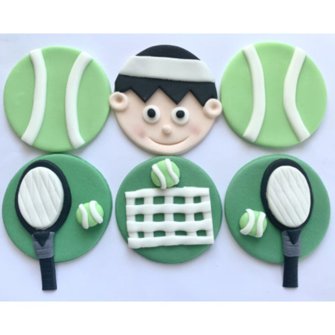 Tennis Cake Topper, Tennis Cupcake Topper, Edible Sugar Cake Topper ...