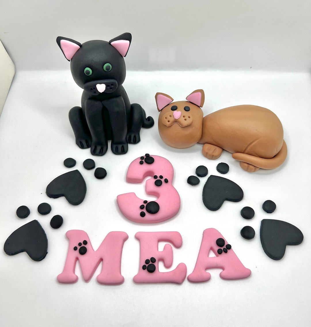 Cat Cake Topper, Cats Cake Topper, Pet Cake Topper, Handmade Edible ...