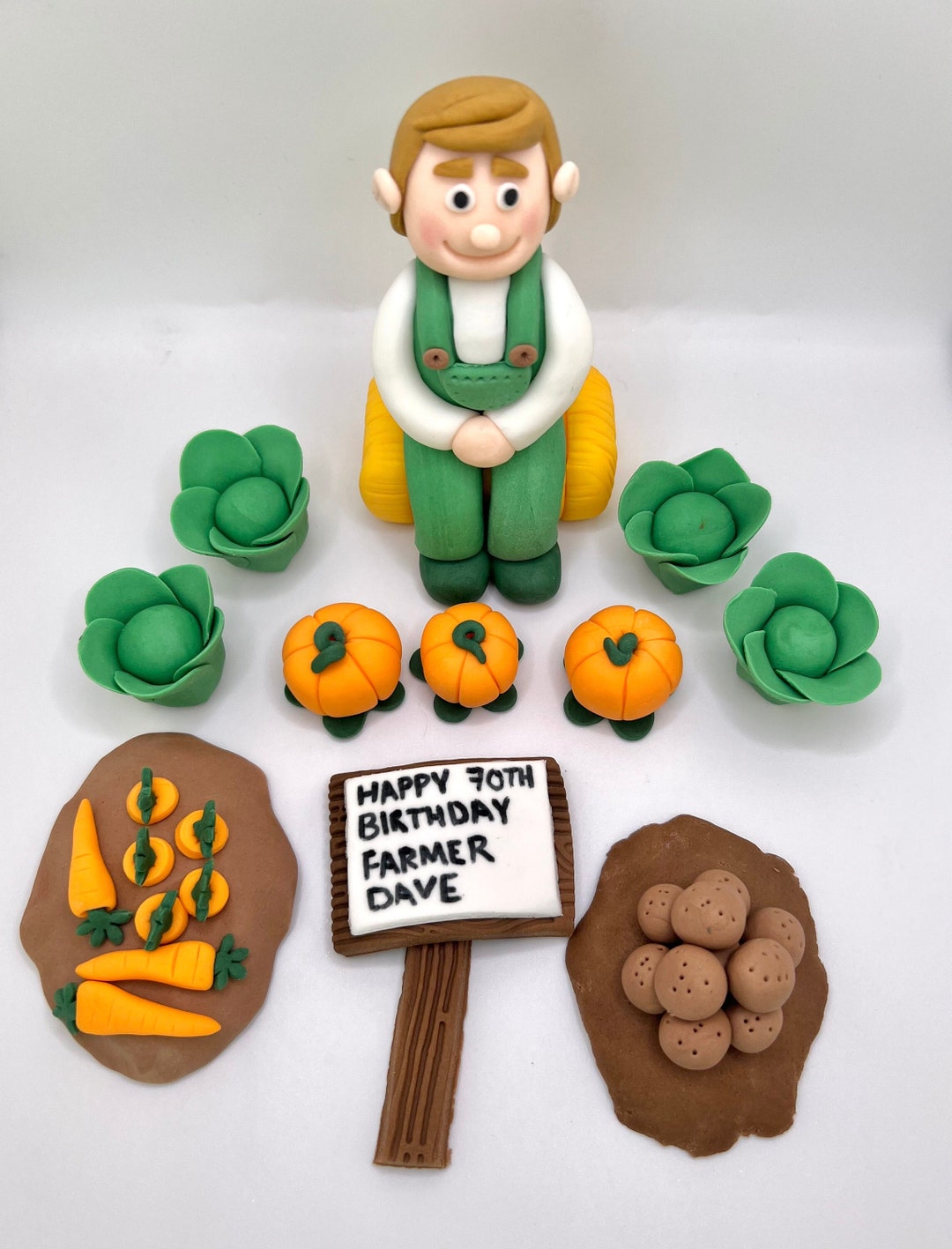 Farm Cake Topper Farmer Cake Topper Vegetable Patch Cake - Etsy UK