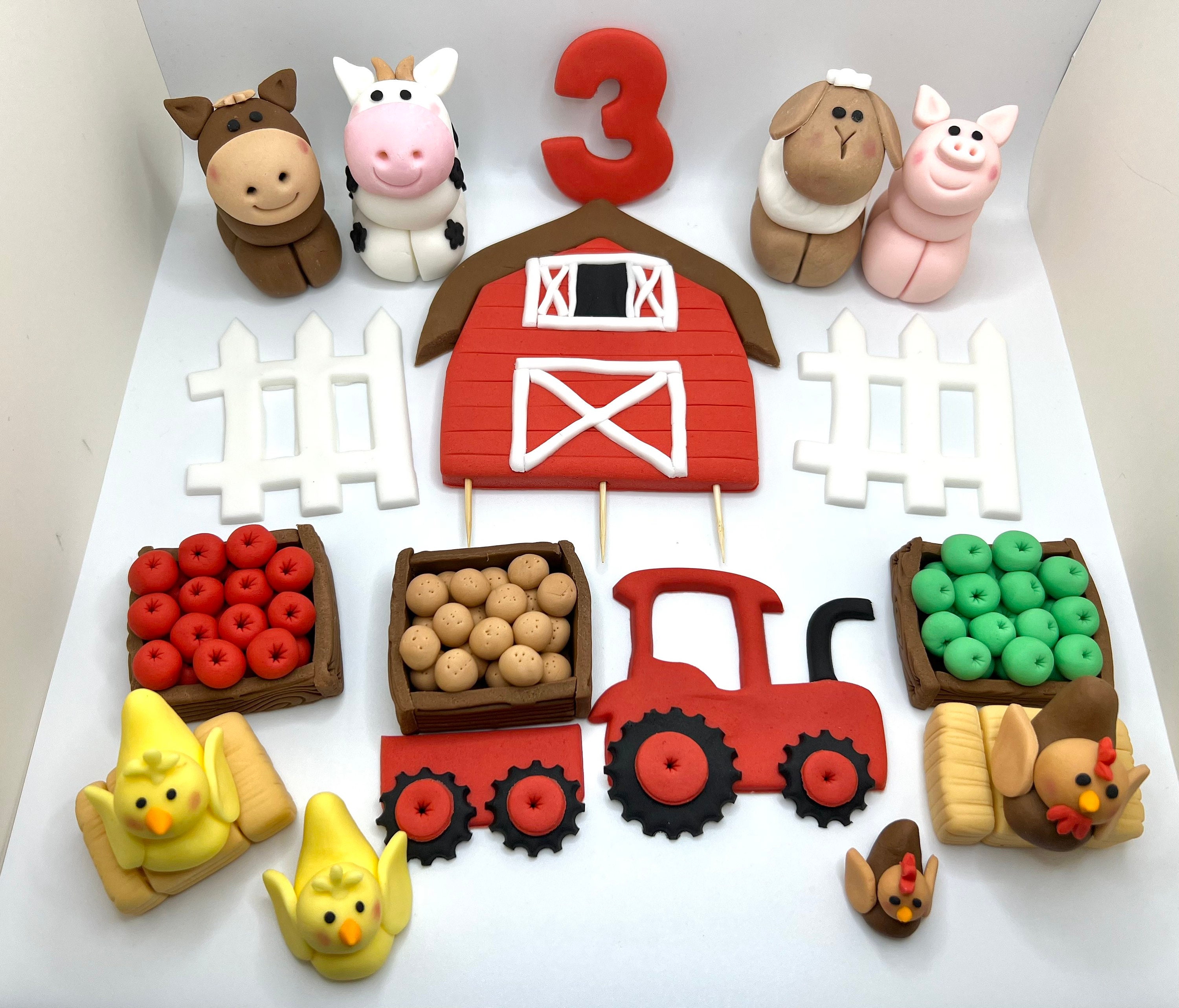 Farm Cake Topper Tractor Cake Topper Farm Animal Cake - Etsy