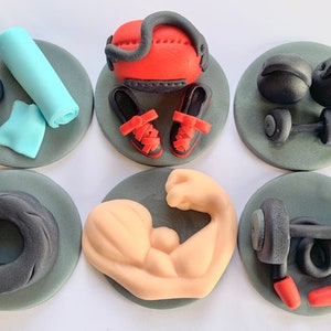 Gym Cake Topper Exercise Cake Topper Handmade Edible Cake - Etsy