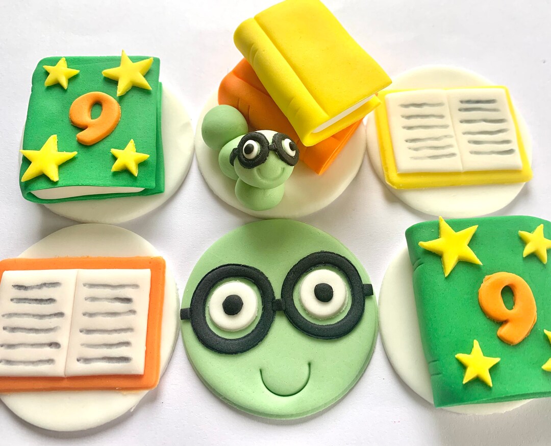 Bookworm Cake Topper, Reading Cake Topper, School Cake Topper, School ...