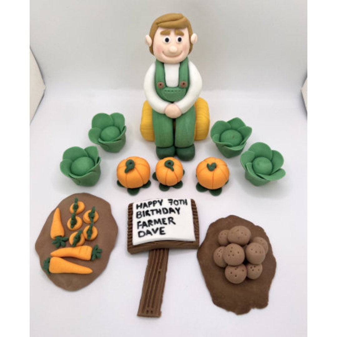 Farm Cake Topper, Farmer Cake Topper, Vegetable Patch Cake Topper ...