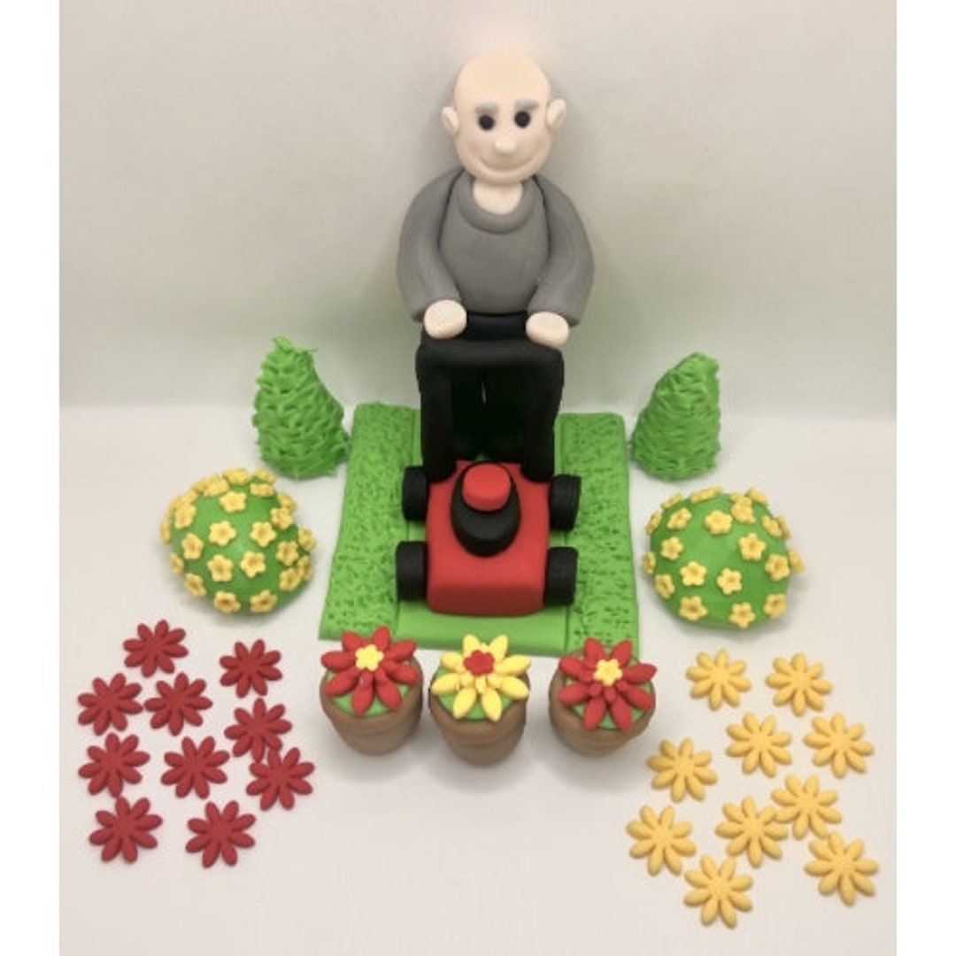 Gardening Cake Topper, Gardener Cake Topper, Mower Cake Topper, Mowing ...