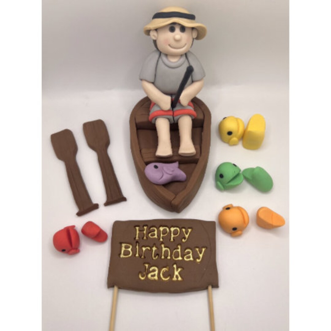Fishing Cake Topper, Fisherman Cake Topper, Fish Cake Topper, Handmade ...