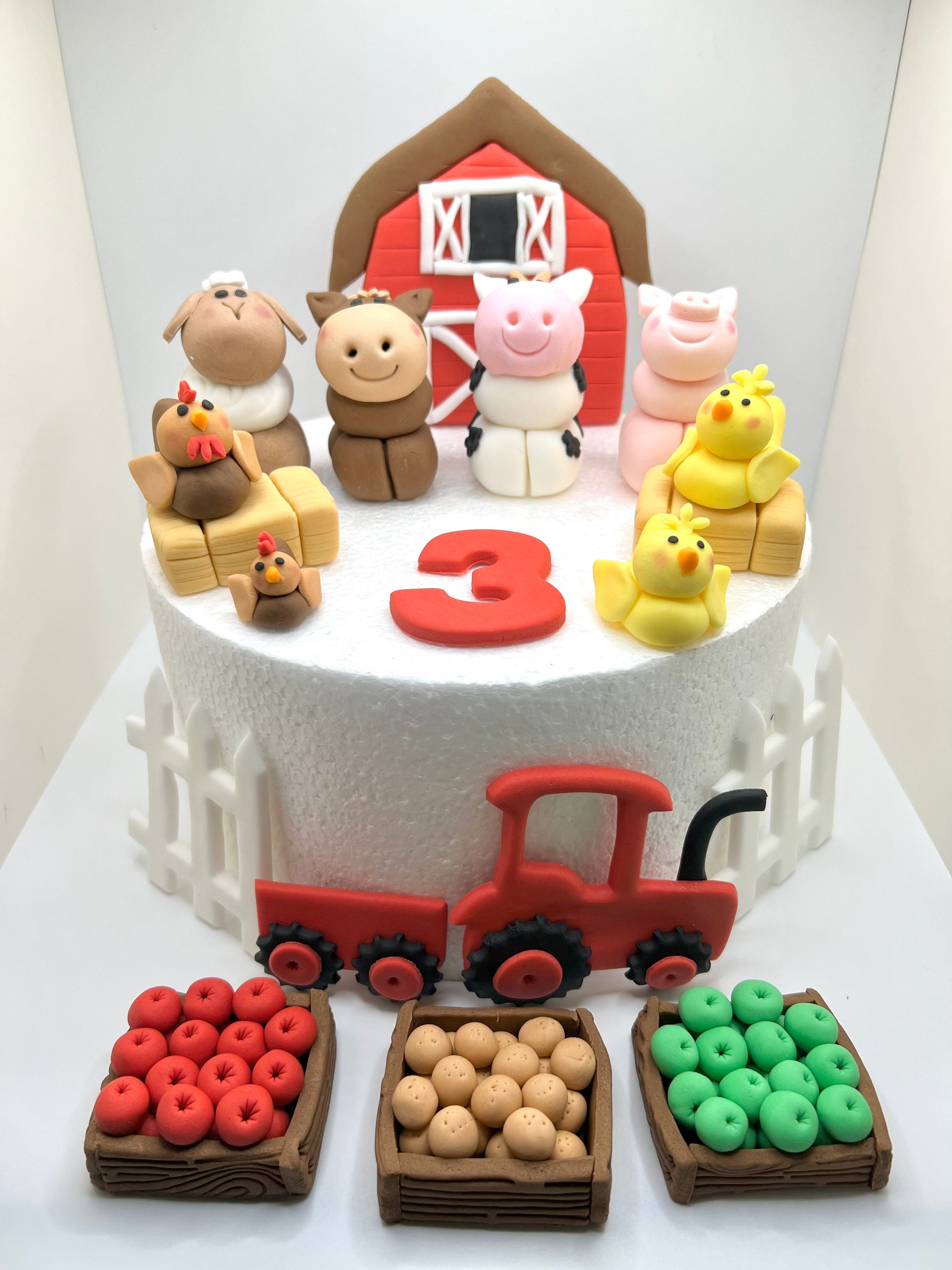 Farm Cake Topper Tractor Cake Topper Farm Animal Cake - Etsy UK