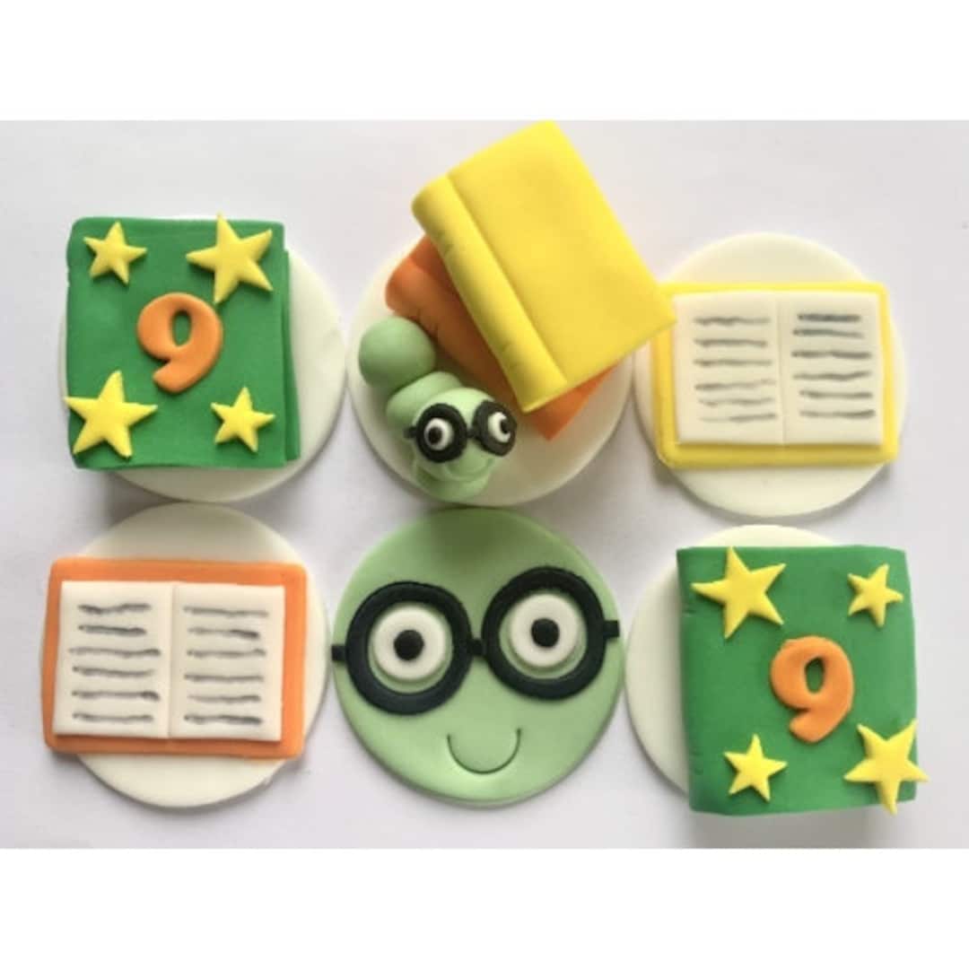 Bookworm Cake Topper, Reading Cake Topper, School Cake Topper, School ...