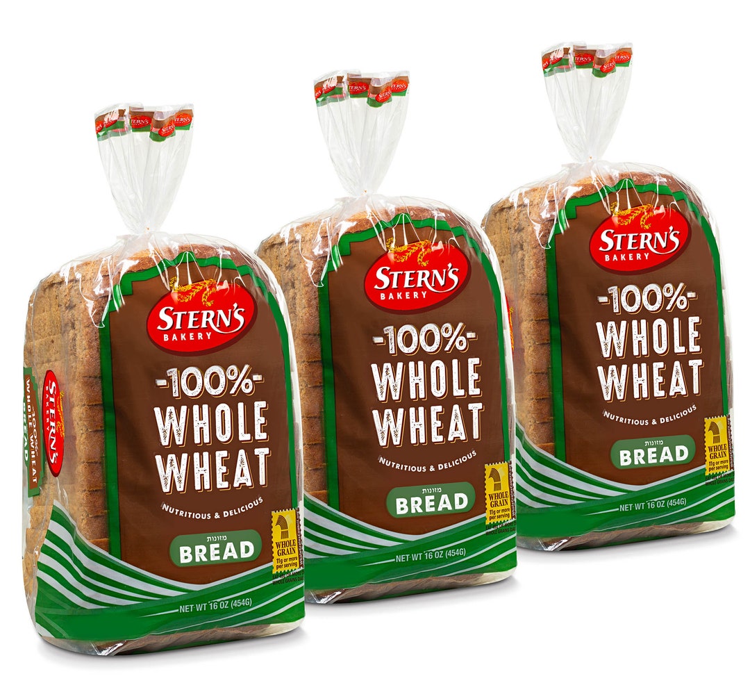 100% Whole Wheat Bread Sliced - 3 Pack 16 Oz per Loaf | Sandwich Bread ...