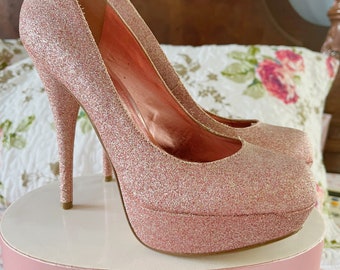 Pink Glitter Heels - Etsy
