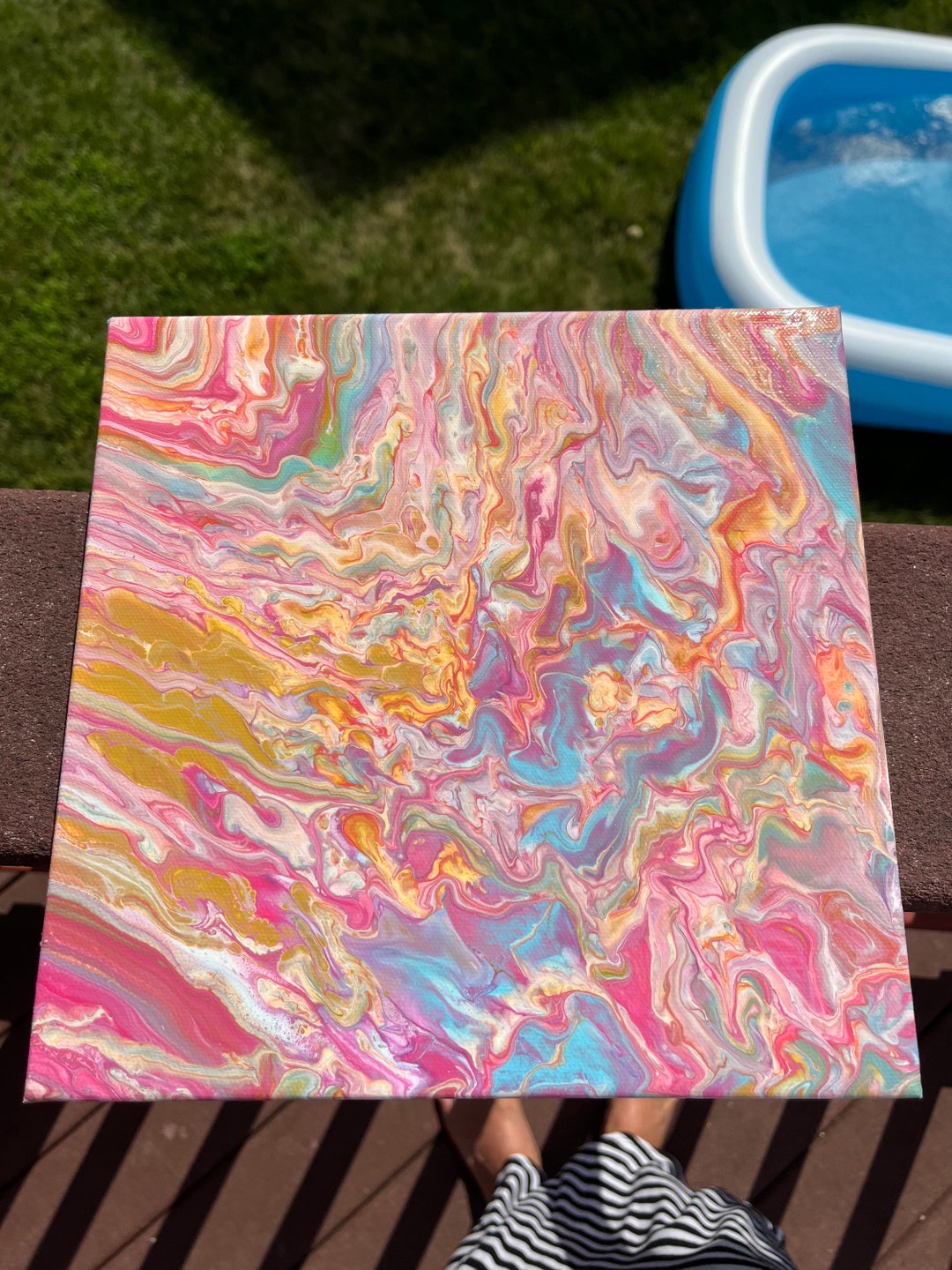 Pink Acrylic Painting Dutch Pour - Etsy