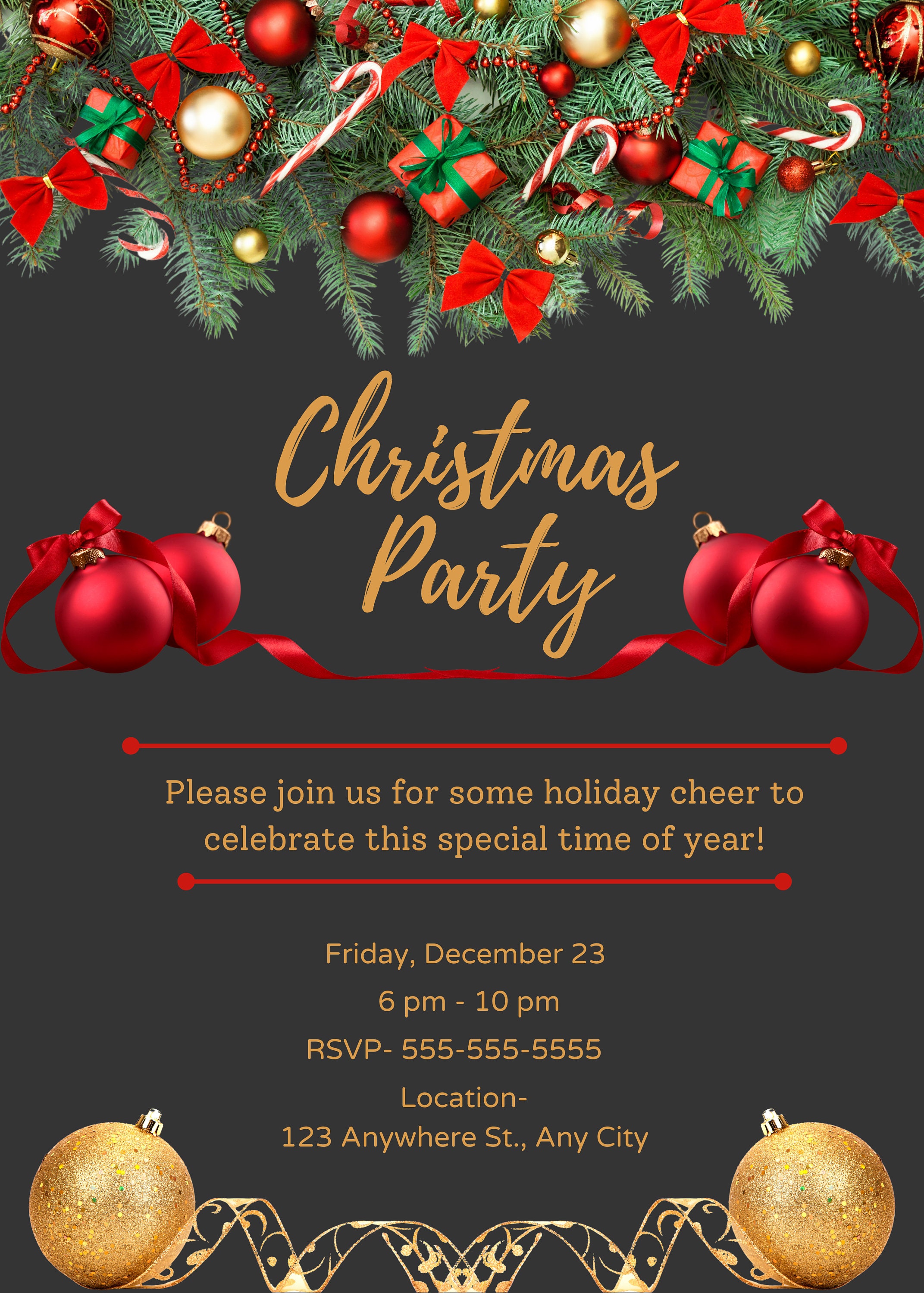 Christmas Party Invite, Holiday Party Invitation. Digital Download ...