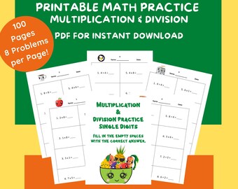 40 Printable Math Worksheets Multiplication and Division Practice ...