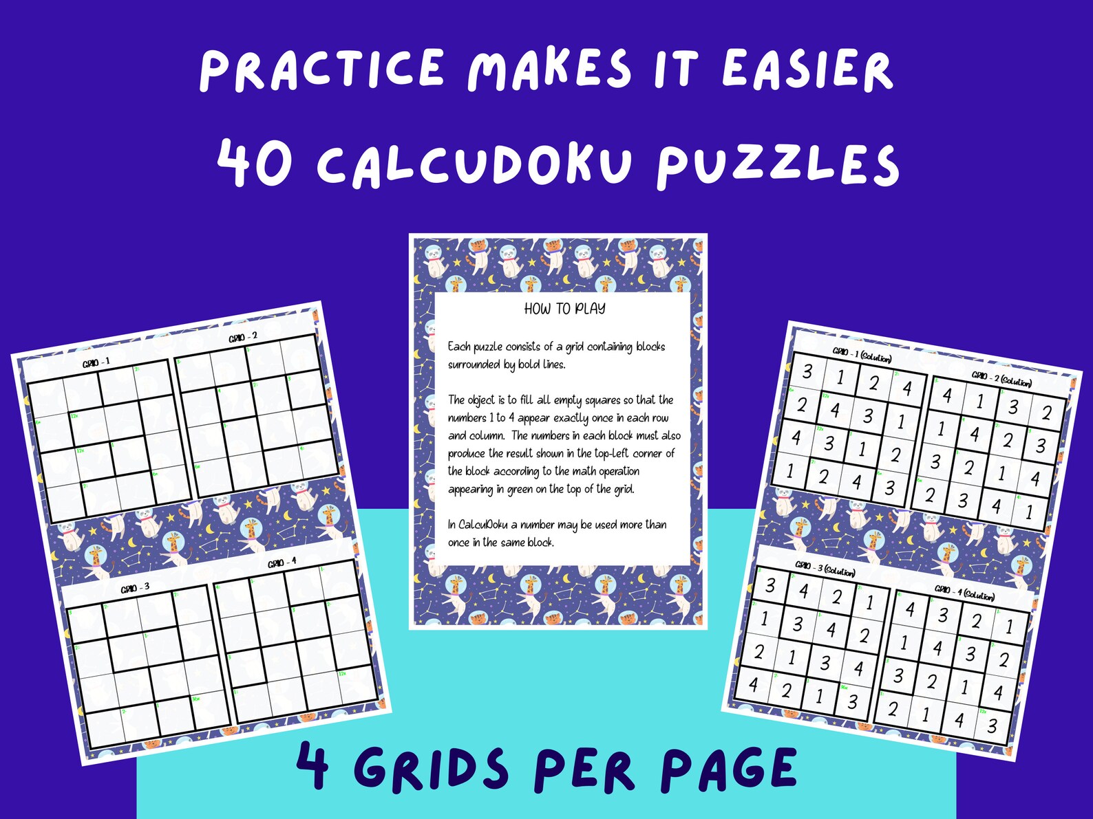 Printable Calcudoku Puzzles Math Practice for Grades 2-4 - Etsy