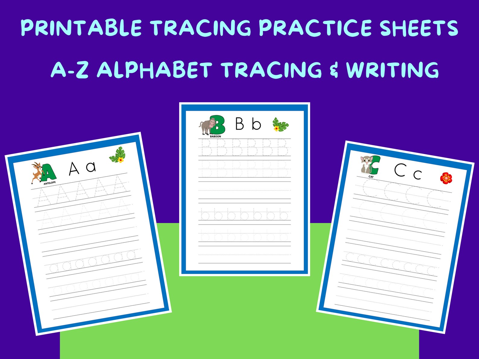 Printable Letter Writing & Alphabet Path Tracing Worksheets - Etsy