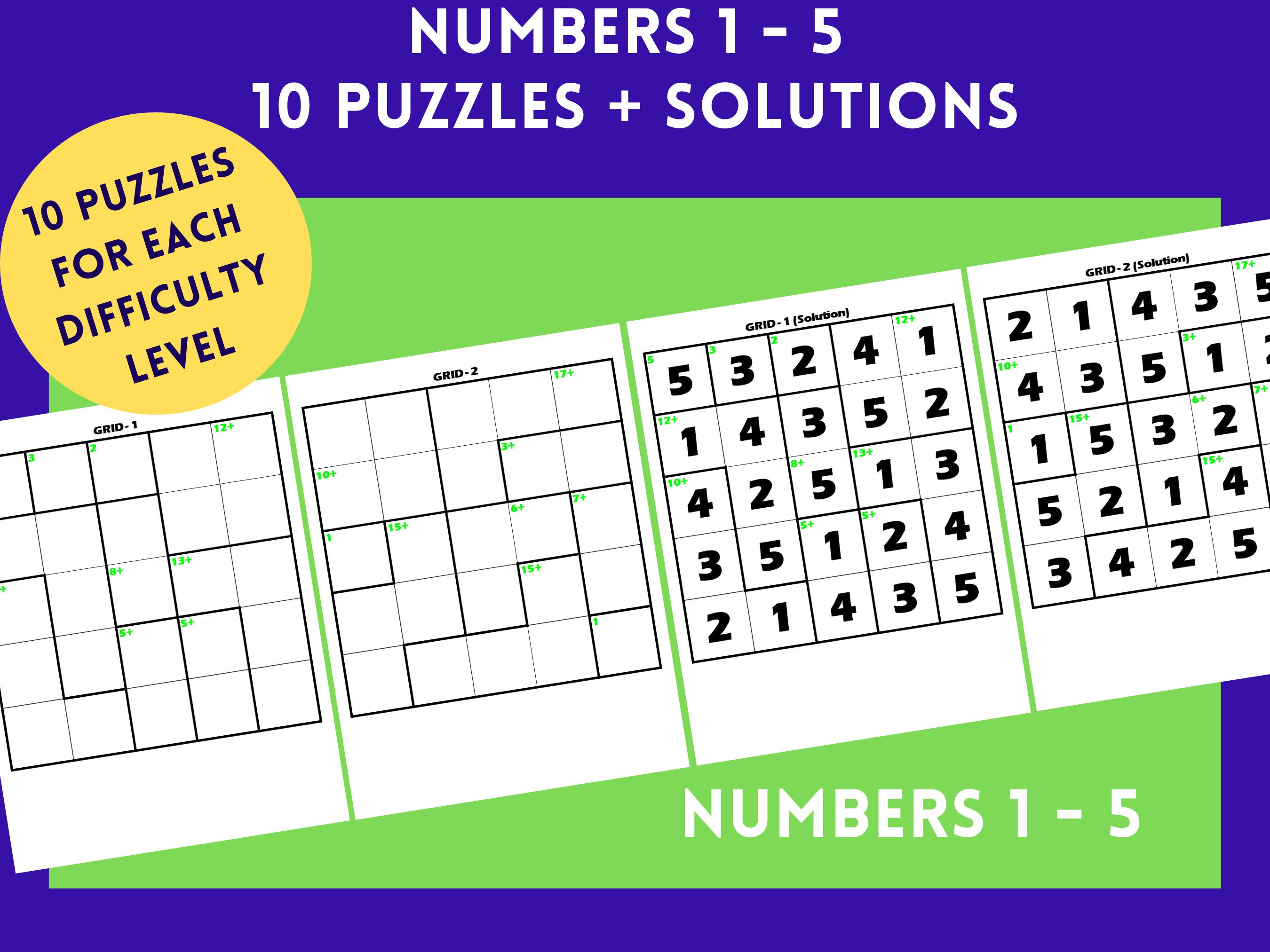 Printable Calcudoku Puzzles Addition Practice for Grades 2 & - Etsy