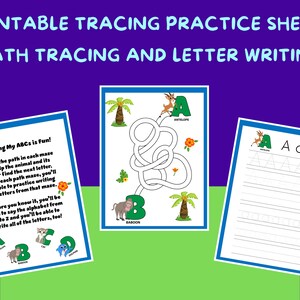 Printable Letter Writing & Alphabet Path Tracing Worksheets - Etsy