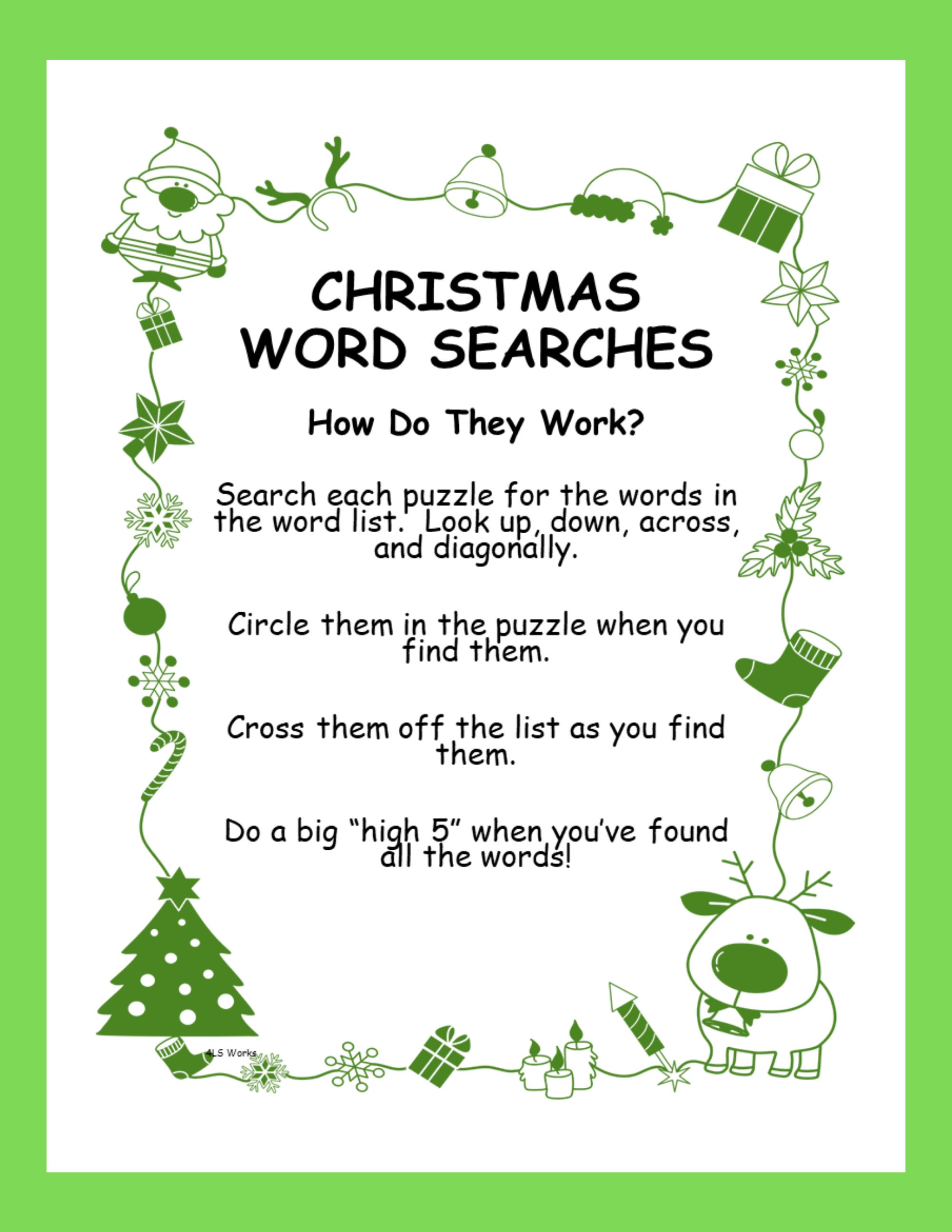 Printable Christmas Word Search Puzzles & Solutions - Etsy