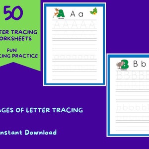 Printable Letter Writing & Alphabet Path Tracing Worksheets - Etsy
