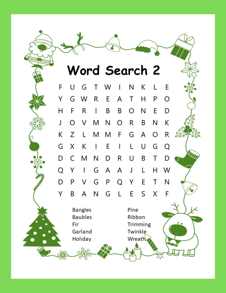 Printable Christmas Word Search Puzzles & Solutions - Etsy