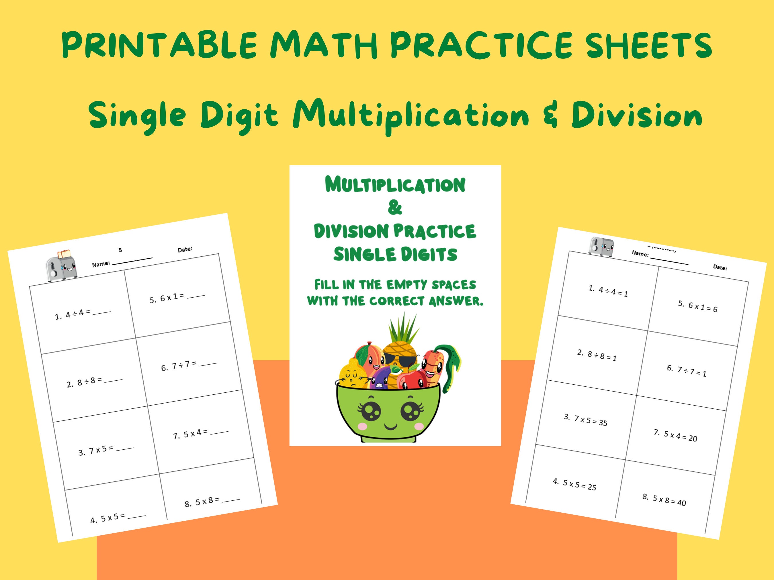 Printable Multiplication & Division Worksheets Math Practice for Grades ...