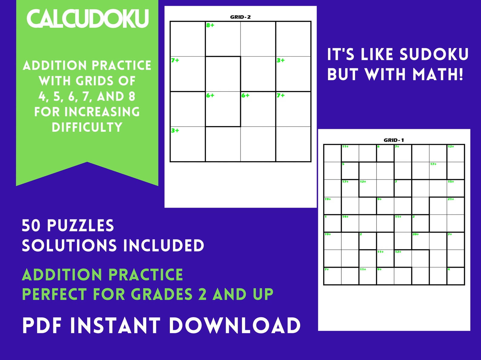 Printable Calcudoku Puzzles Addition Practice for Grades 2 & Up - Etsy
