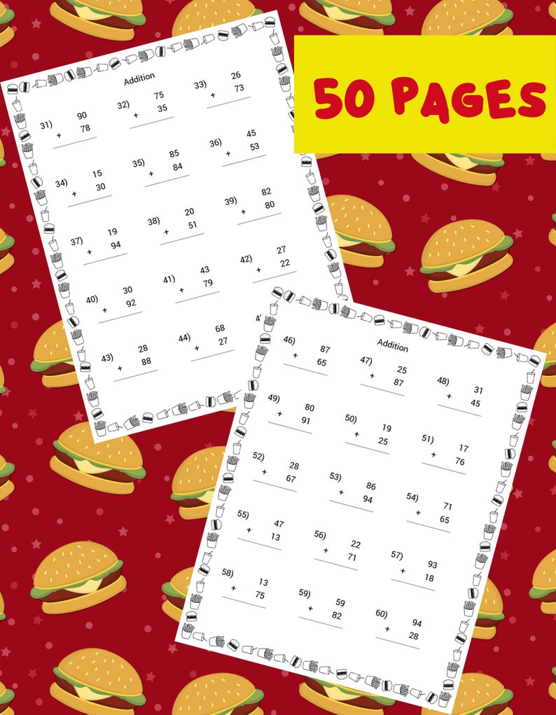 Printable Addition Worksheets for Grades 2-4 - Etsy Canada