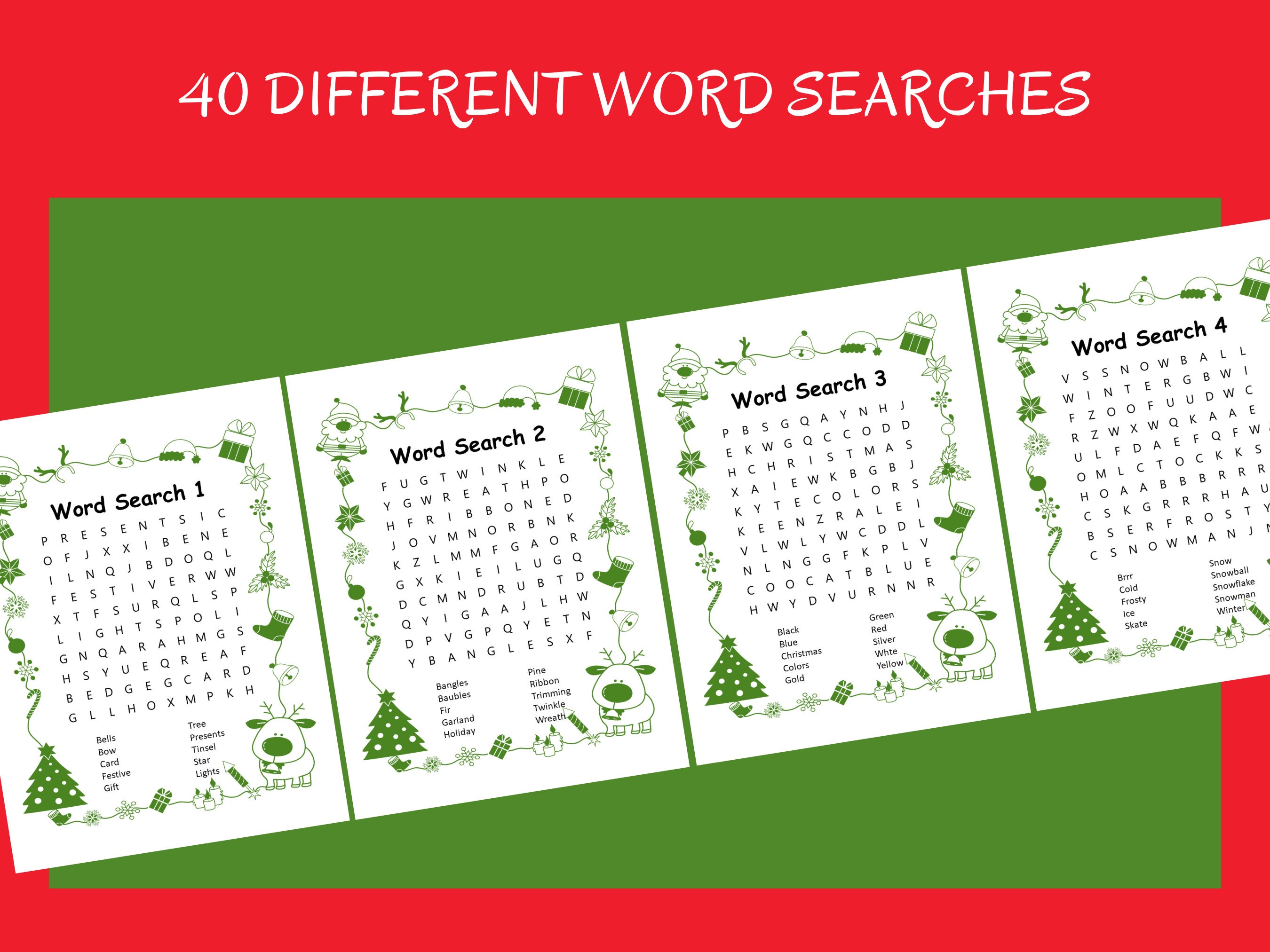 Printable Christmas Word Search Puzzles & Solutions - Etsy