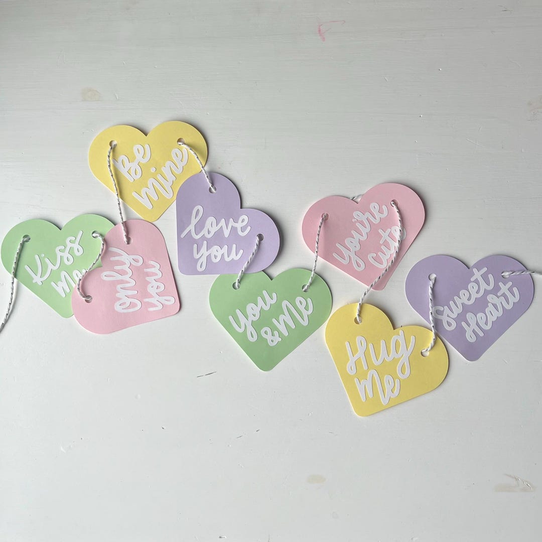 Candy Heart Paper Garland | Valentine’s Garland - Etsy