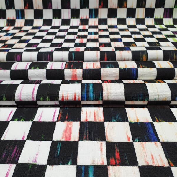 Black and White Checkered Fabric - Etsy