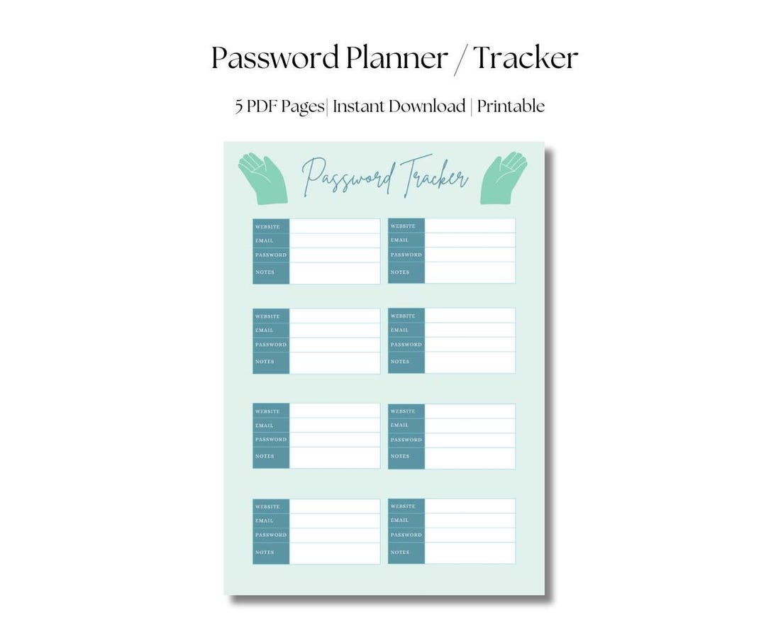 Password Planner Password Tracker Password Journal Digital Download ...