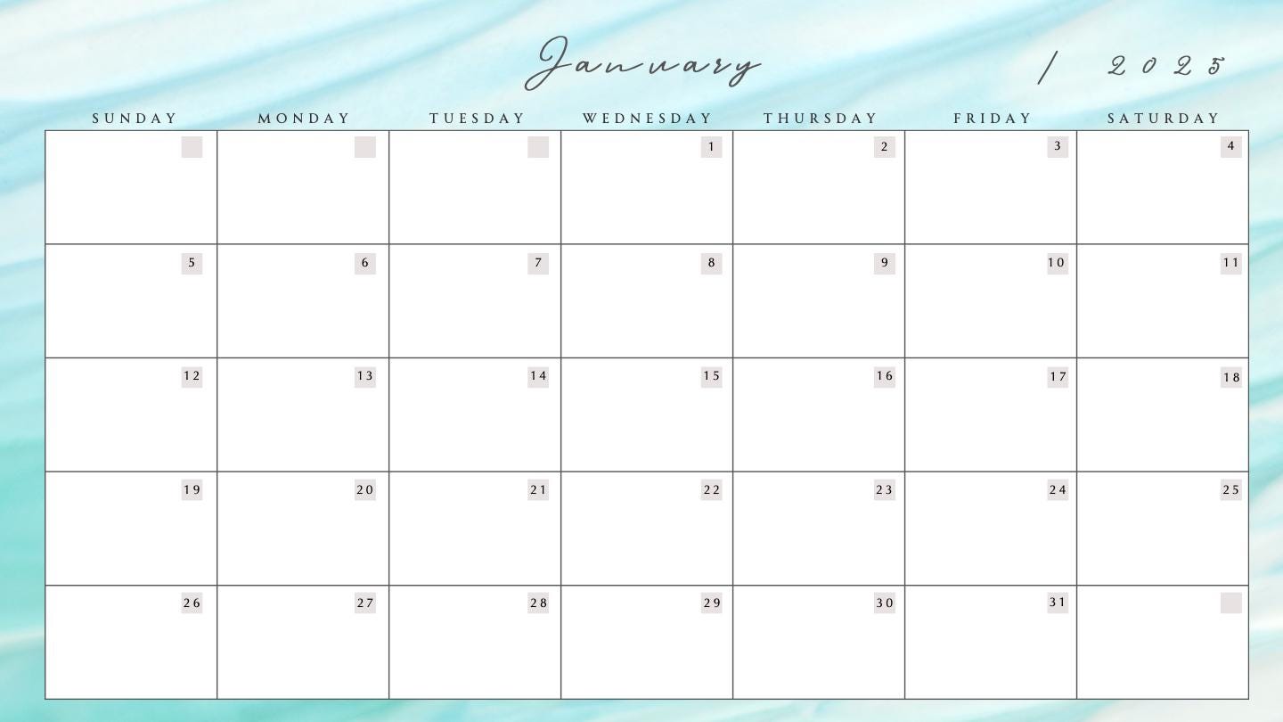 January-december 2025 Calendar Printable Calendar Digital Download 8.5 ...