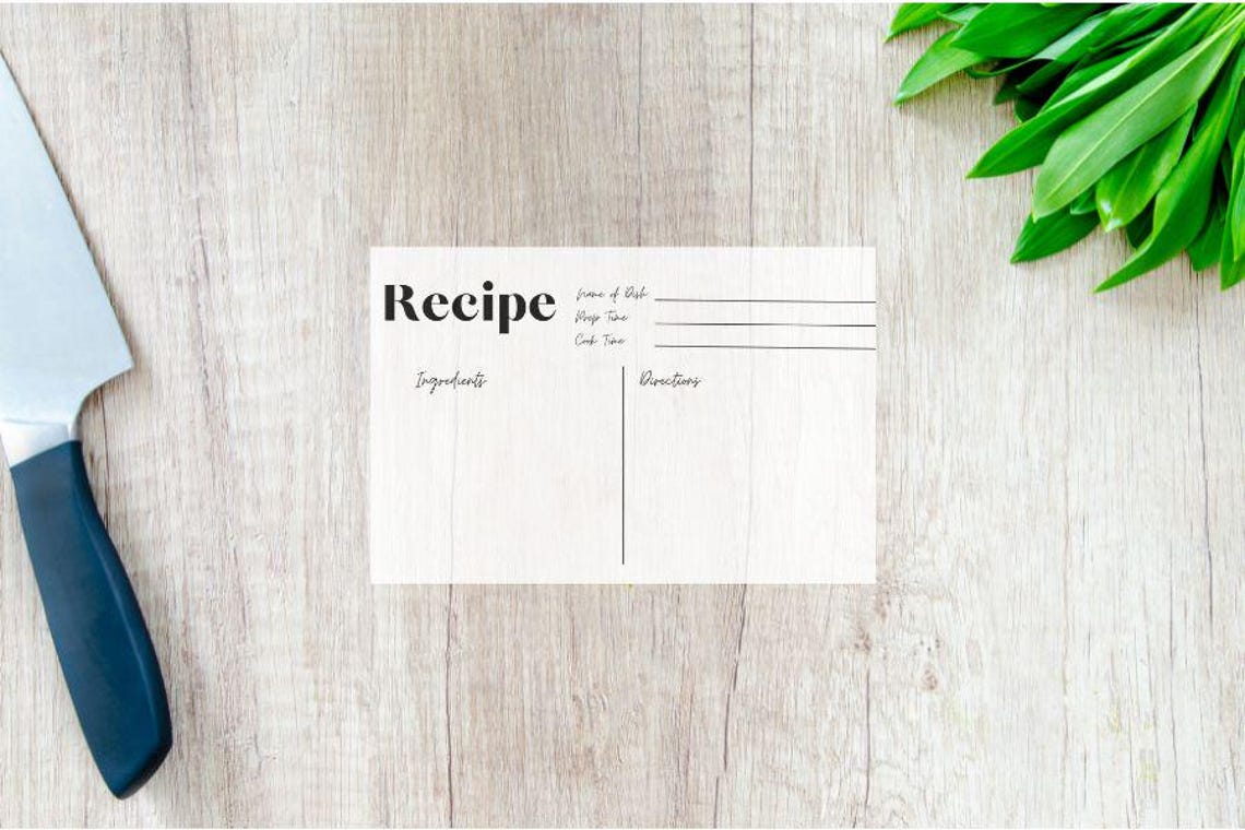 Minimal Recipe Cards Modern Recipe Cards Digital Recipe Cards Instant ...