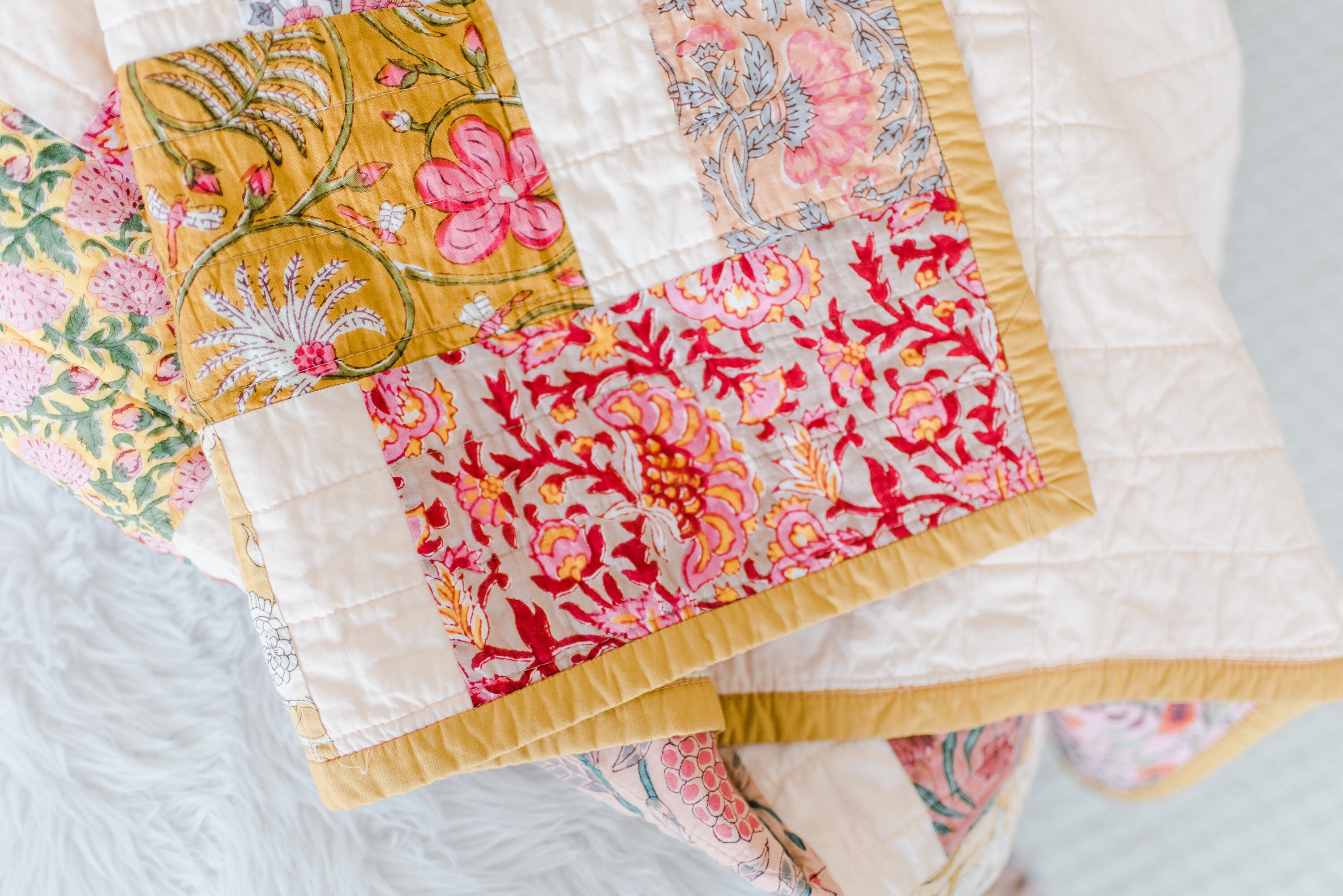 Handmade Throw Quilt in Gold and Orange — Lifting Limits Quilting
