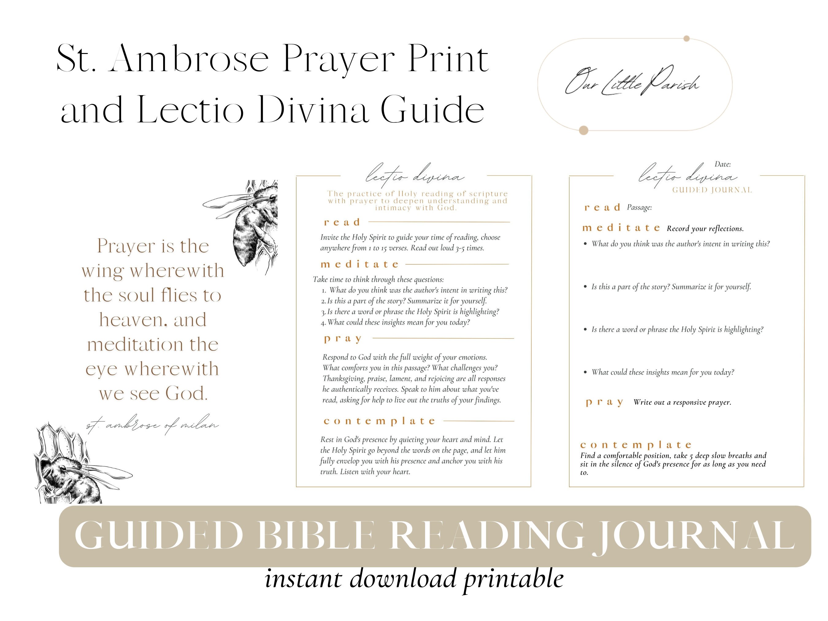 Lectio Divina Prayer and Reading Bible Journaling Pages | St. Ambrose ...