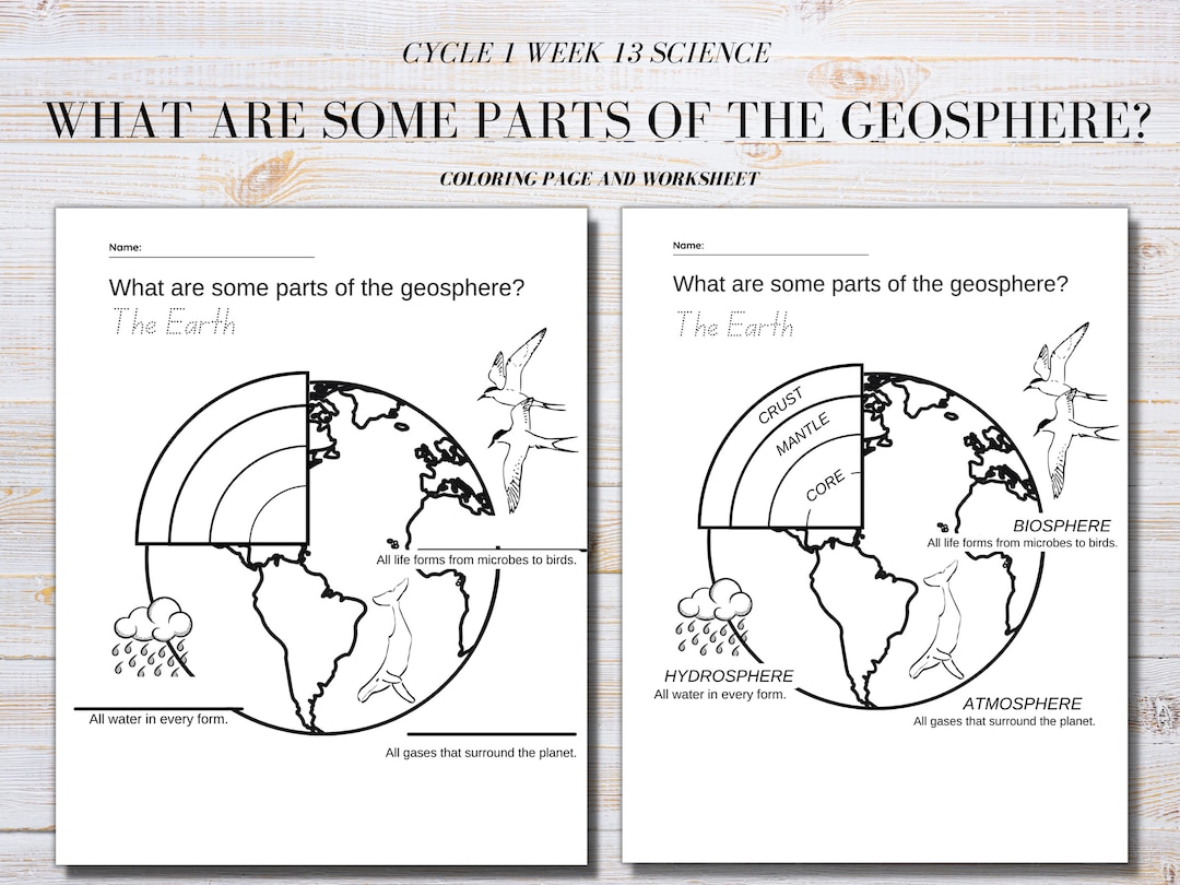 What Are Some Parts of the Geosphere? Coloring Sheet Worksheet | Cycle ...