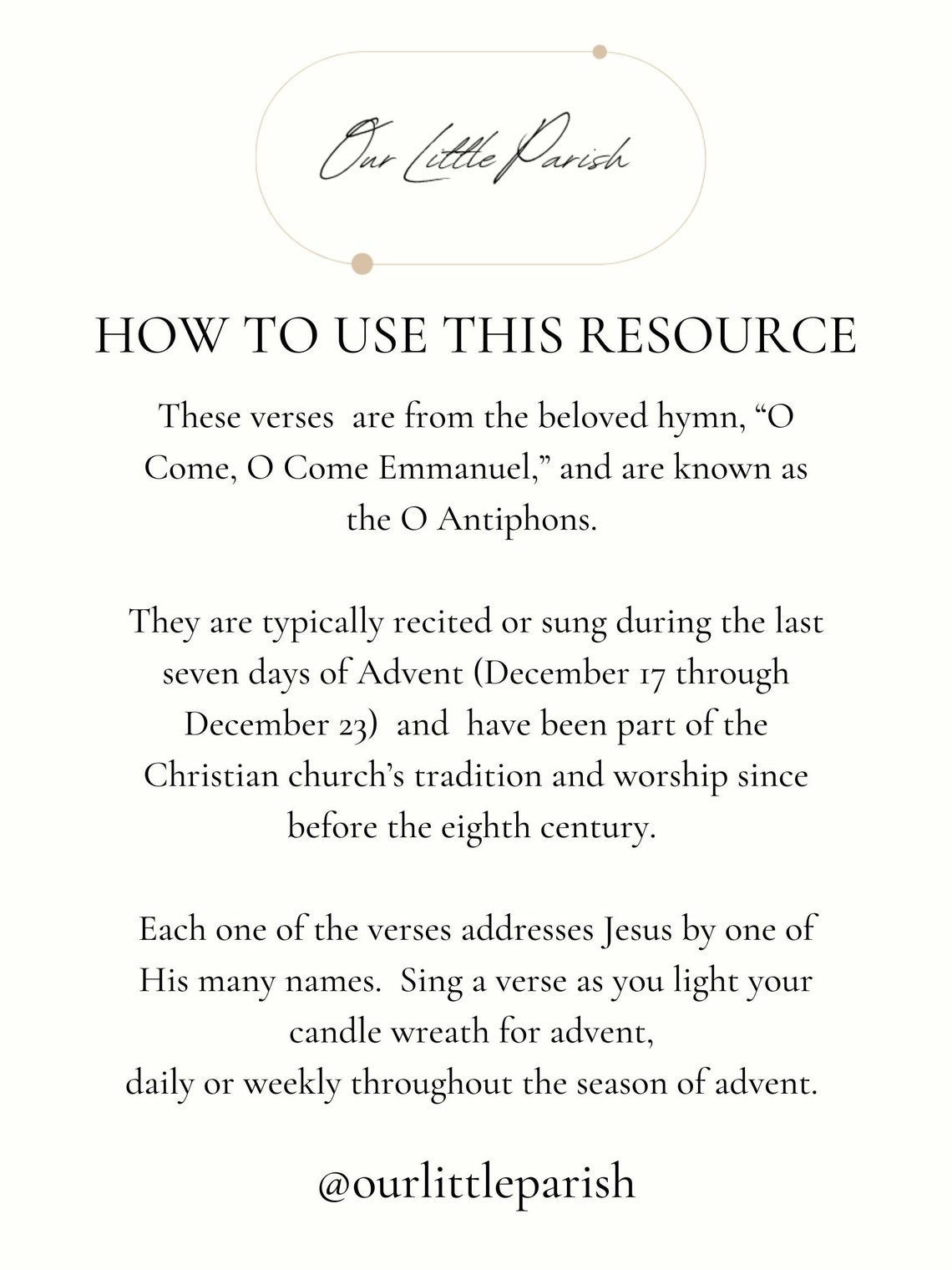 O Antiphons Advent Poster Instant Download Printable O Come O Come ...