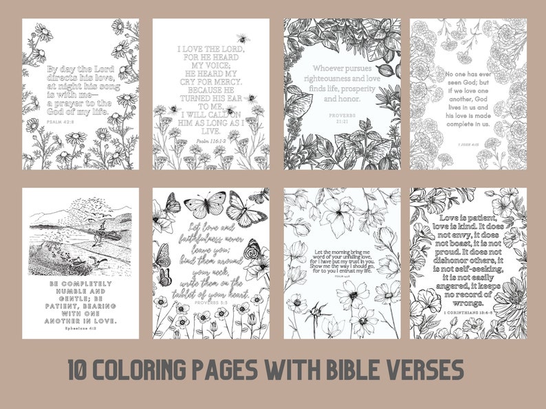 Bible Verse Coloring Pages | Botanical Floral | Love Themed | Valentine ...