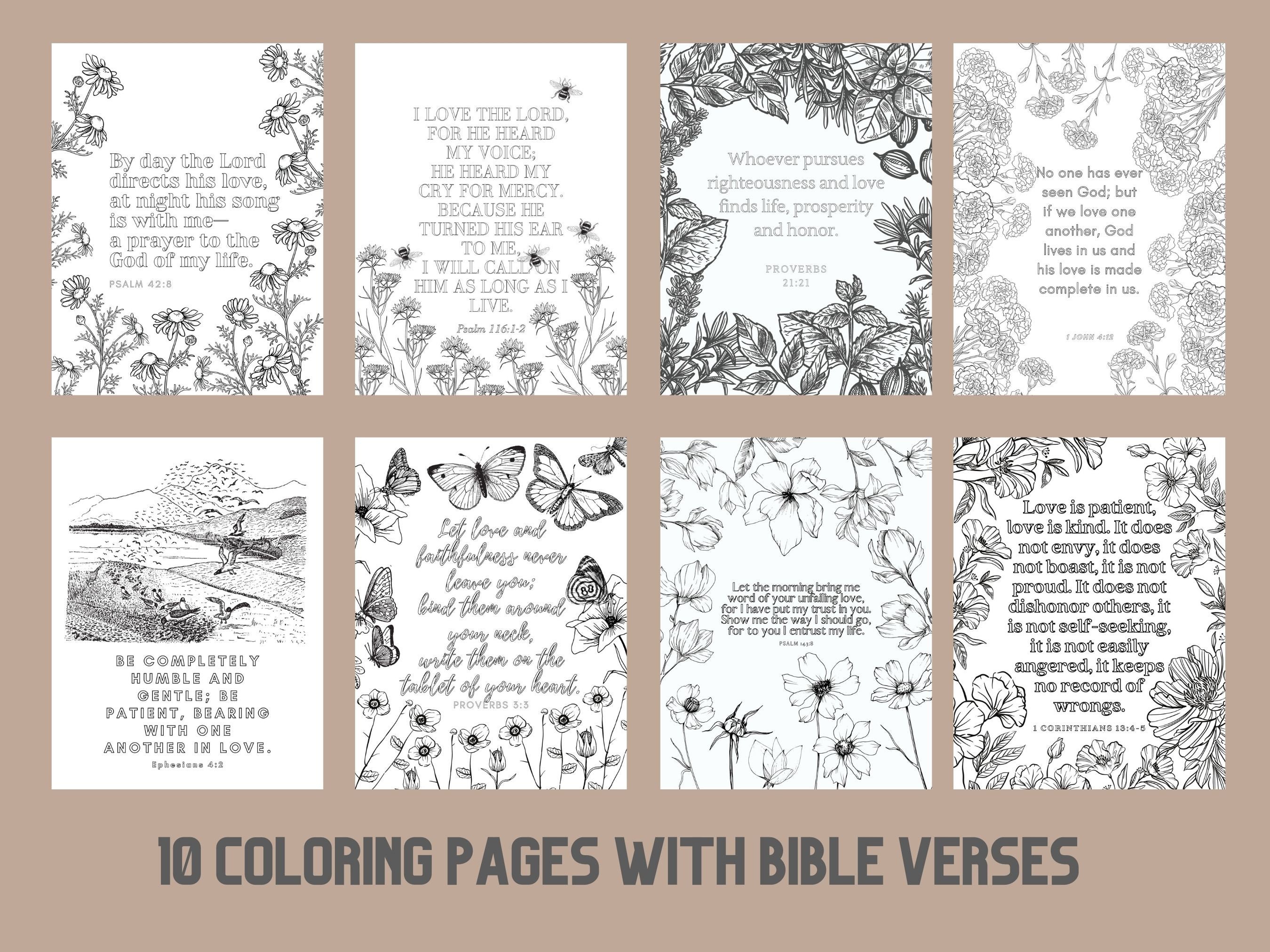 Bible Verse Coloring Pages | Botanical Floral | Love Themed | Valentine ...