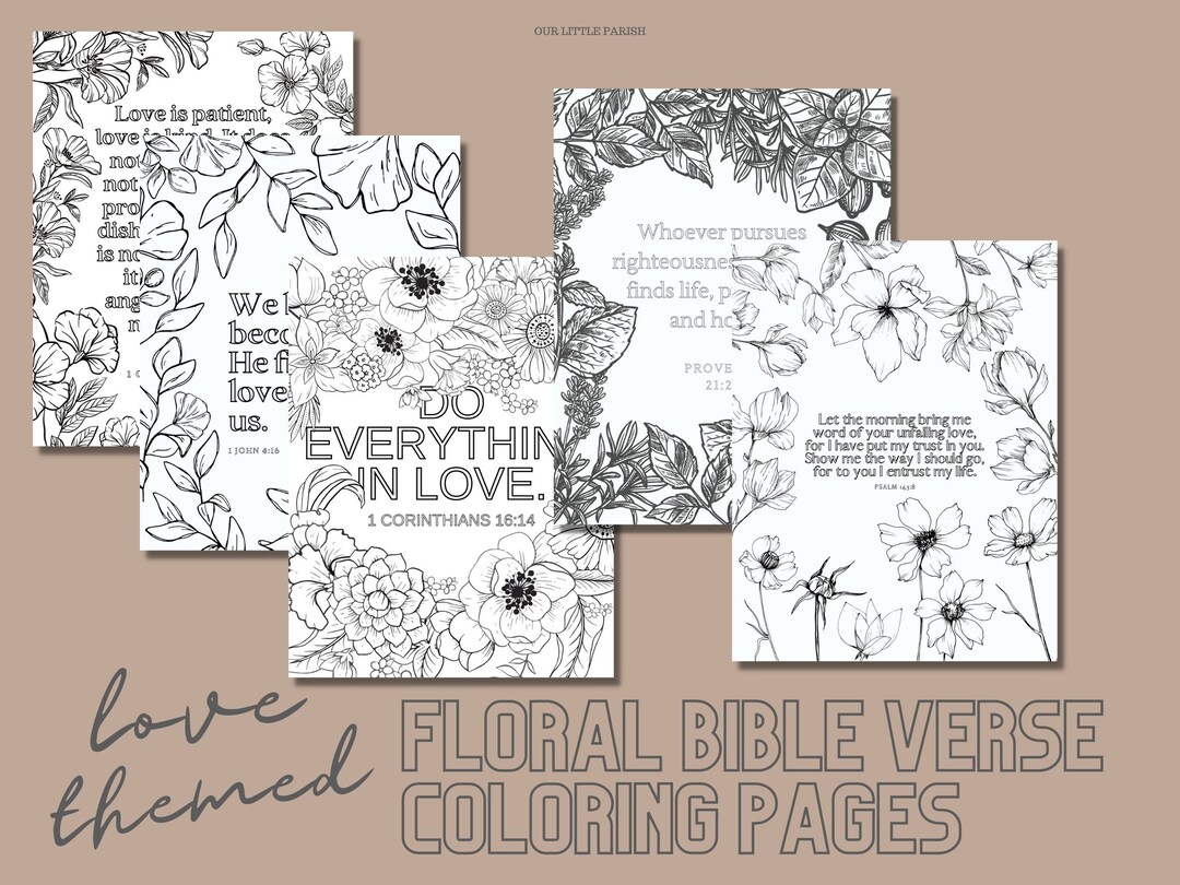 Bible Verse Coloring Pages | Botanical Floral | Love Themed | Valentine ...