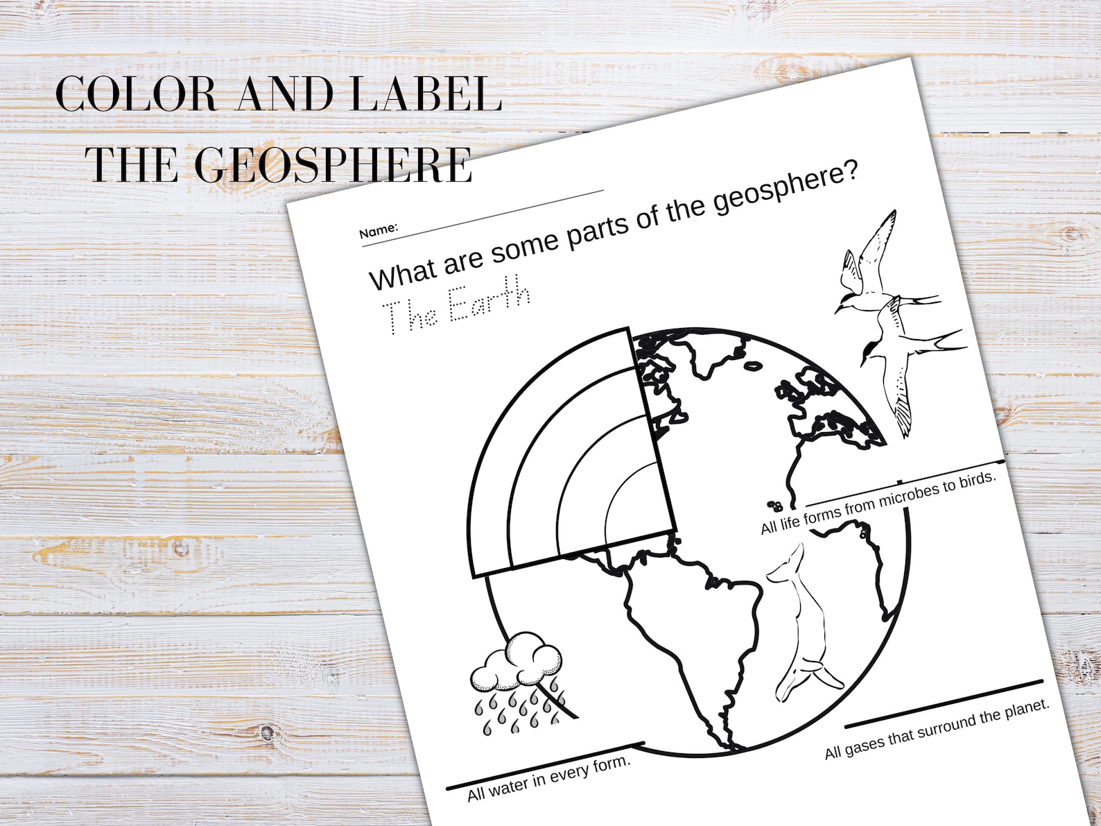 What Are Some Parts of the Geosphere? Coloring Sheet Worksheet | Cycle ...