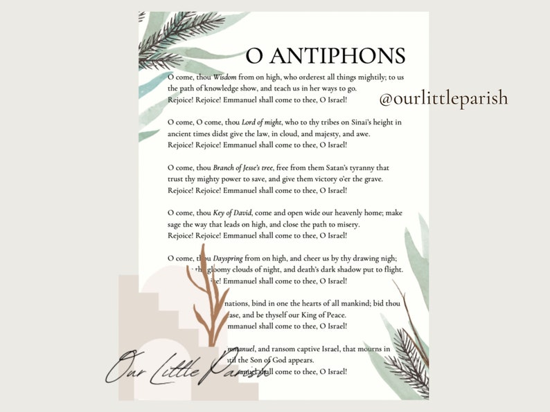 O Antiphons Advent Poster Instant Download Printable O Come O Come ...