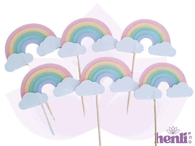 Pastel Rainbow Cupcake Toppers - Etsy