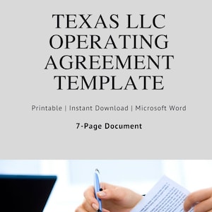 Texas LLC Operating Agreement Template - Etsy