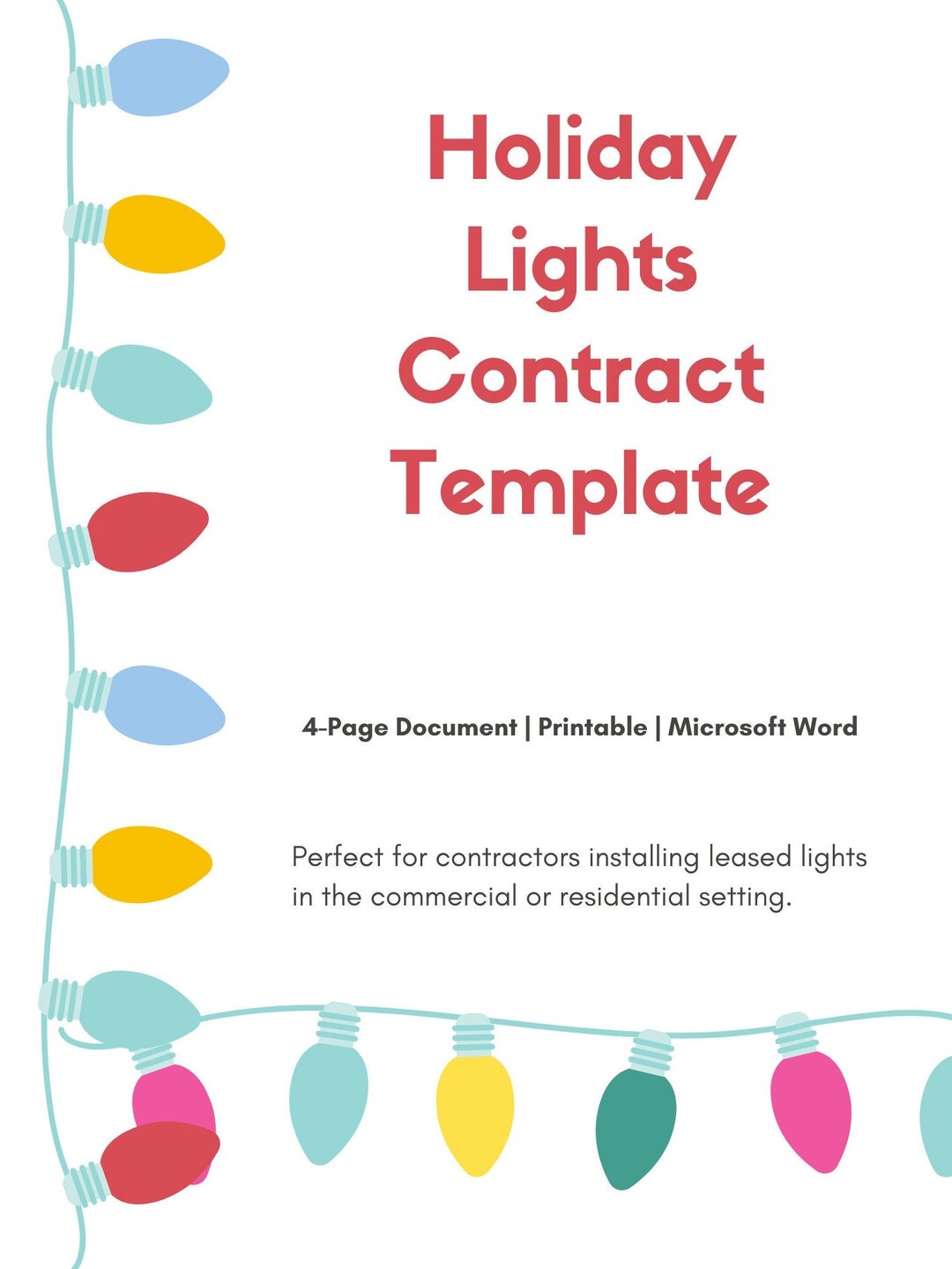 Holiday Lighting Lease & Installation Contract Template - Etsy